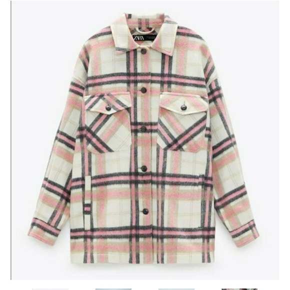 Zara | Jackets & Coats | Zara Shacket Pink Plaid | Poshmark